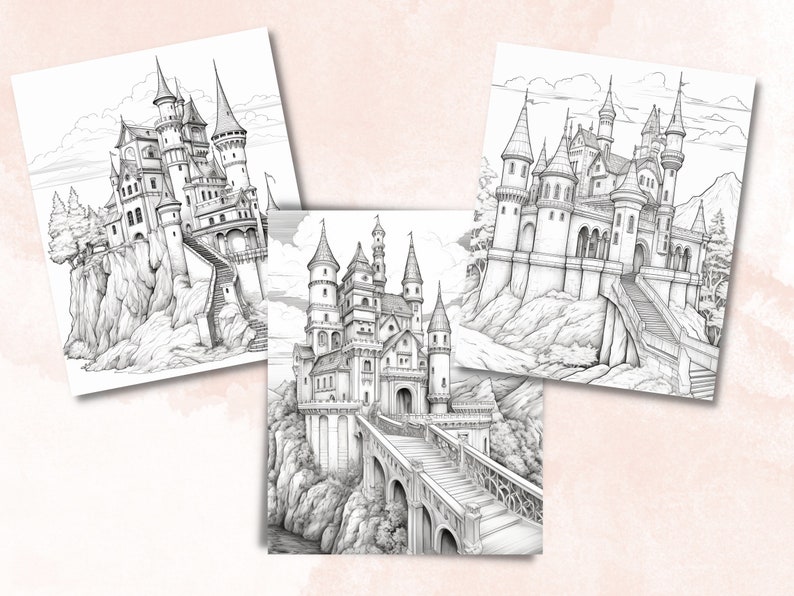 24 Fantasy Castle Coloring Book Printable PDF Fairytale - Etsy