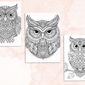 30 Owl Mandala Coloring Book, Printable Stress Relief Patterns Coloring ...