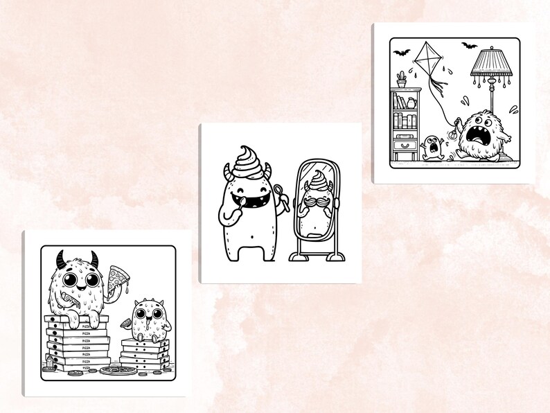 Cute Monster's Life Coloring Book, 40 Printable Coloring Pages, Free ...