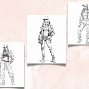 20 Hip Hop Style Girls Coloring Book, Printable PDF, Streetwear Fashion ...