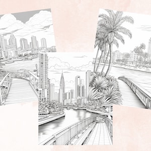 45 Miami City Coloring Book, Printable PDF, Florida Cafe Scenes ...