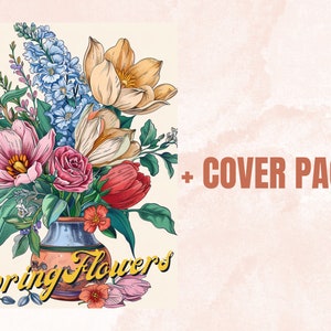 50 Spring Flowers Coloring Book, Printable Floral Bouquet Coloring ...