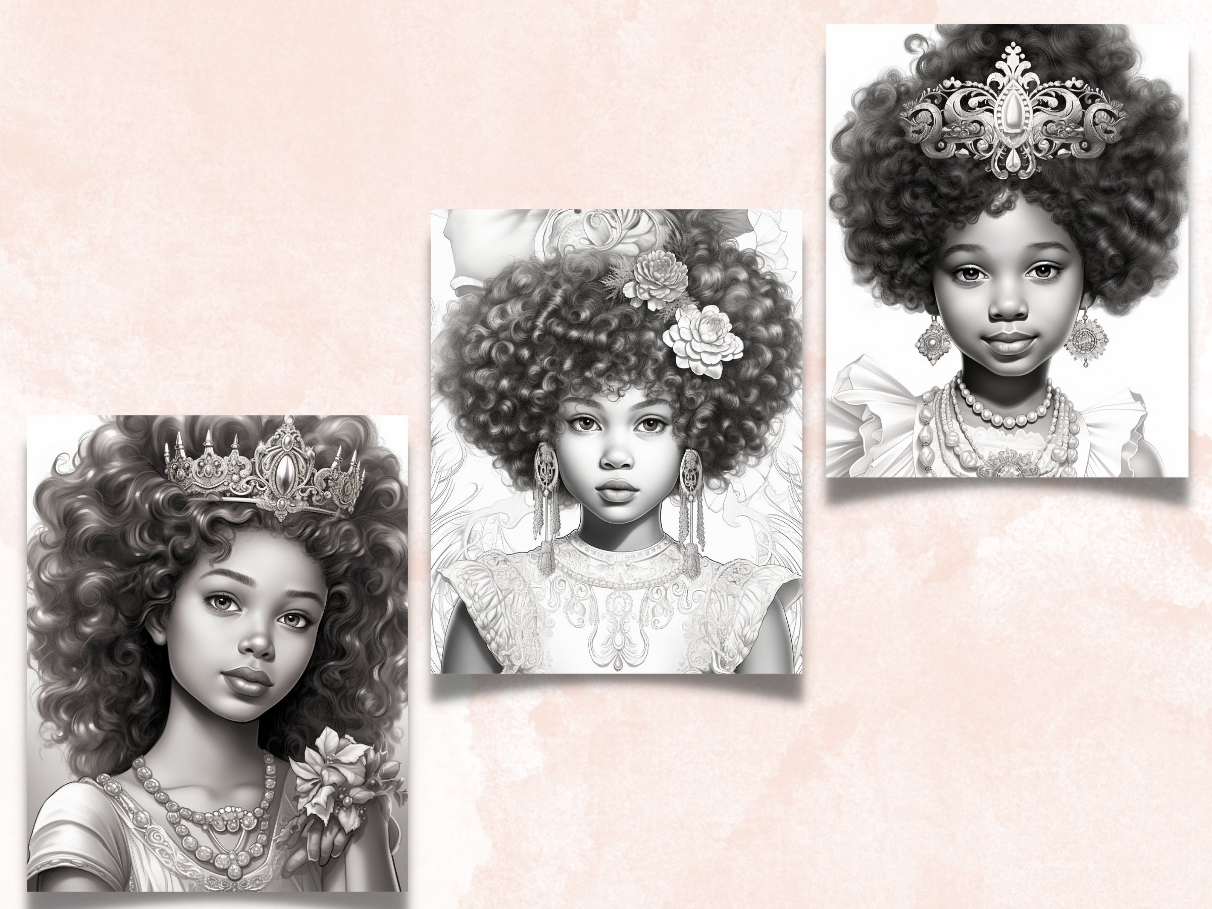 28 Fantasy Little Black Princess Girl Coloring Book Printable - Etsy