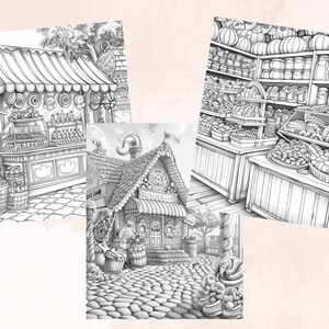 50 Candy Shop Scenes Coloring Book, Printable Candy Storefront Coloring ...