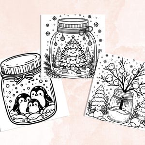 Bold and Easy Coloring Book, Cute Kawaii Snowy Jar Coloring Pages ...