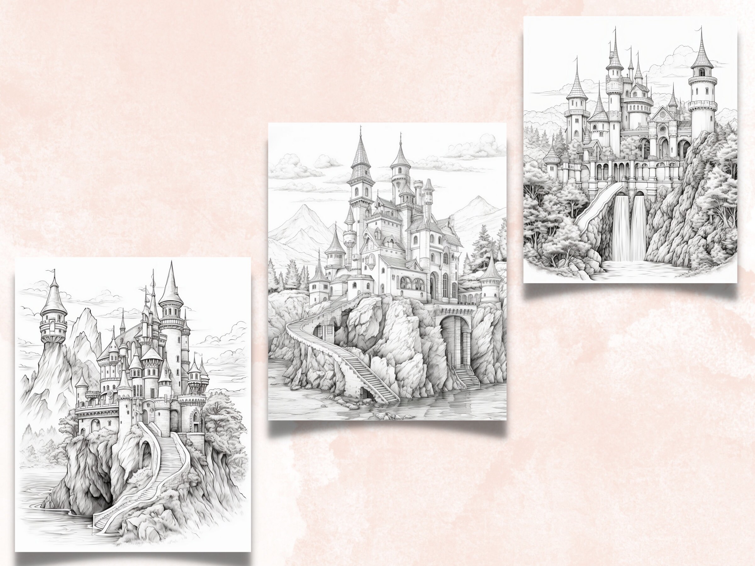 24 Fantasy Castle Coloring Book Printable PDF Fairytale - Etsy