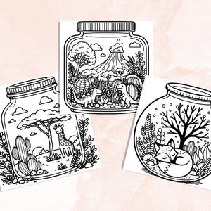 Bold and Easy Coloring Book, Cute Terrarium Jar Coloring Pages ...