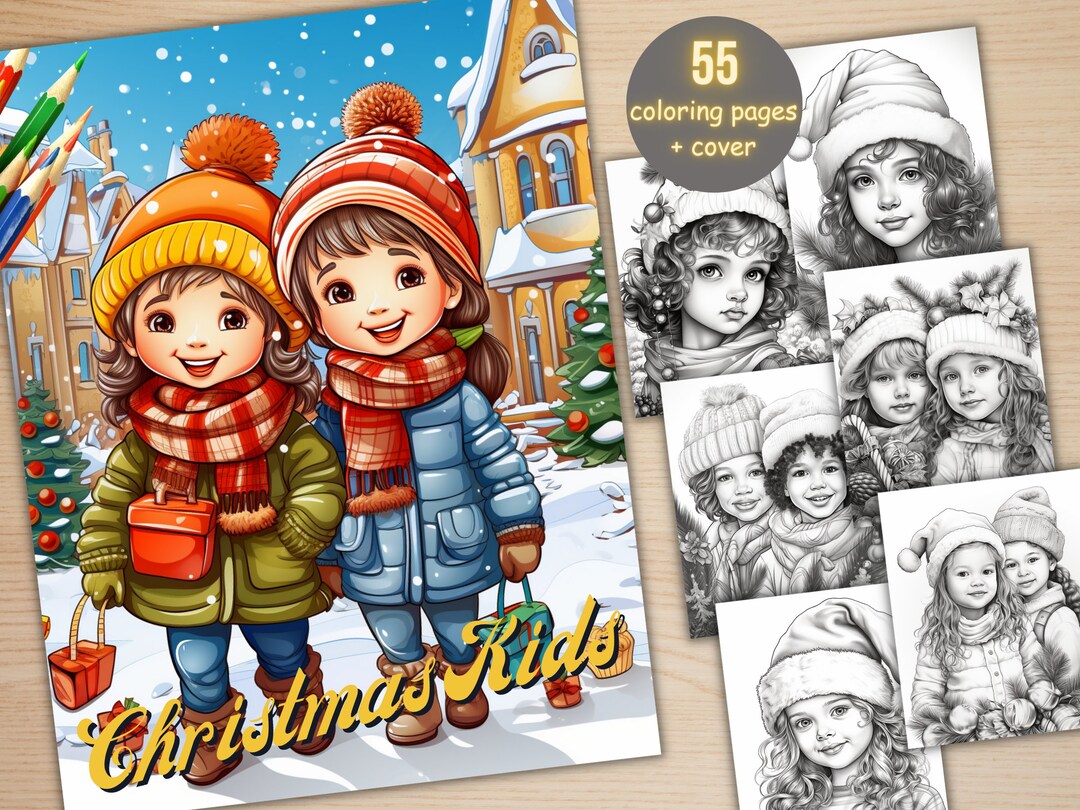 55 Christmas Kids Coloring Book, Printable Xmas Noel Holiday Coloring ...
