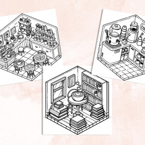 Bold and Easy Coloring Book, Cute Coffee Shop Corner Coloring Pages ...