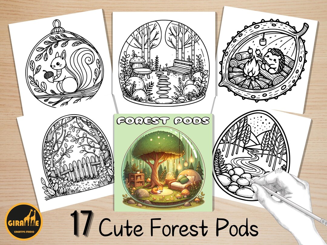 Bold and Easy Coloring Book, Cute Kawaii Forest Pods Coloring Pages ...
