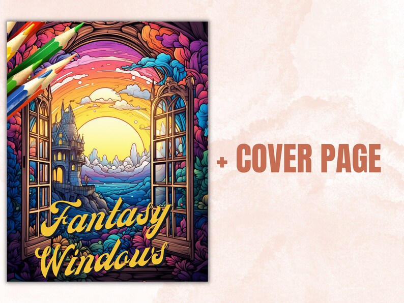 27 Fantasy Open Windows Views Coloring Book Printable PDF - Etsy