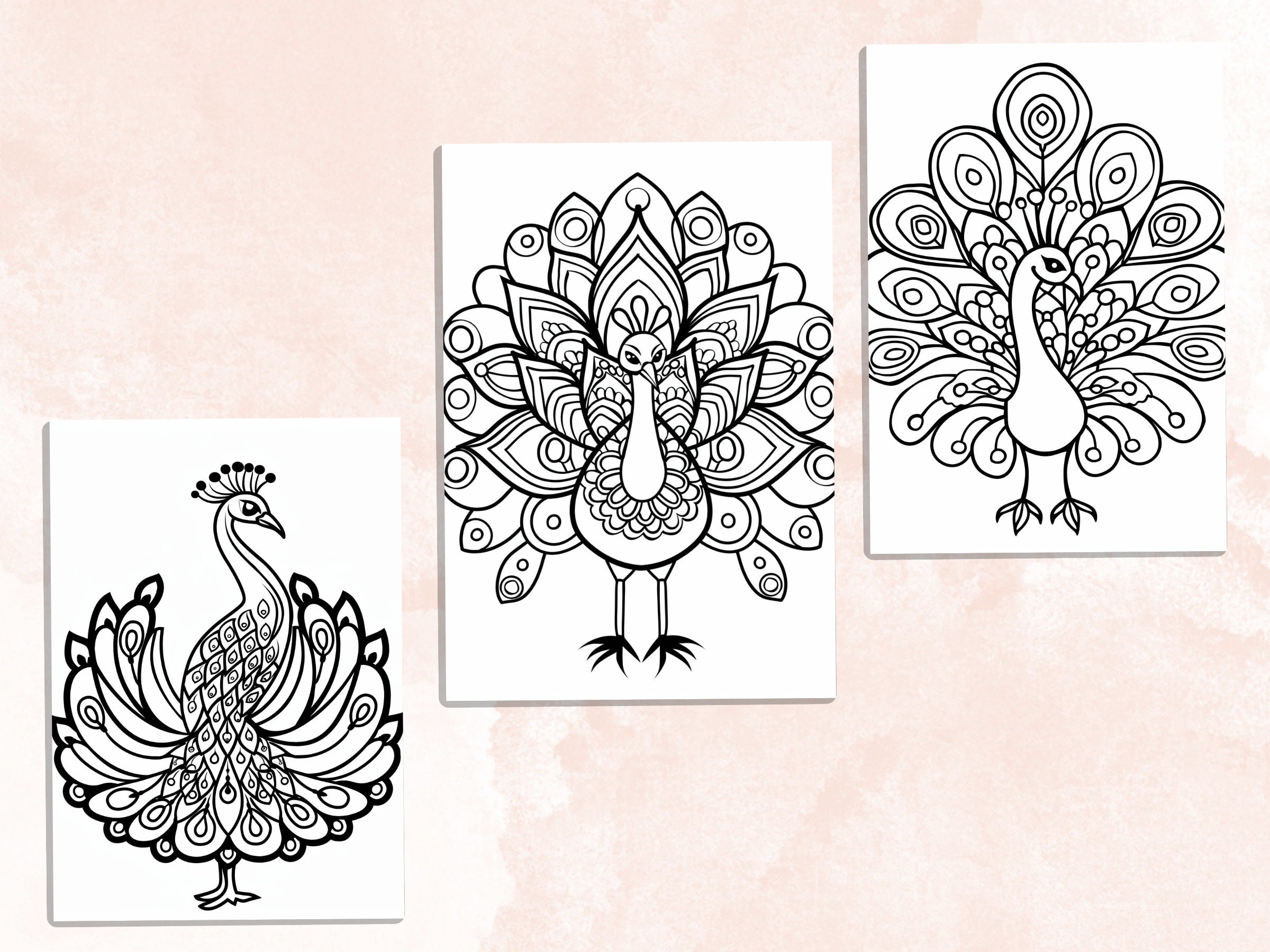 30 Peacock Mandala Coloring Book, Printable Stress Relief Patterns ...