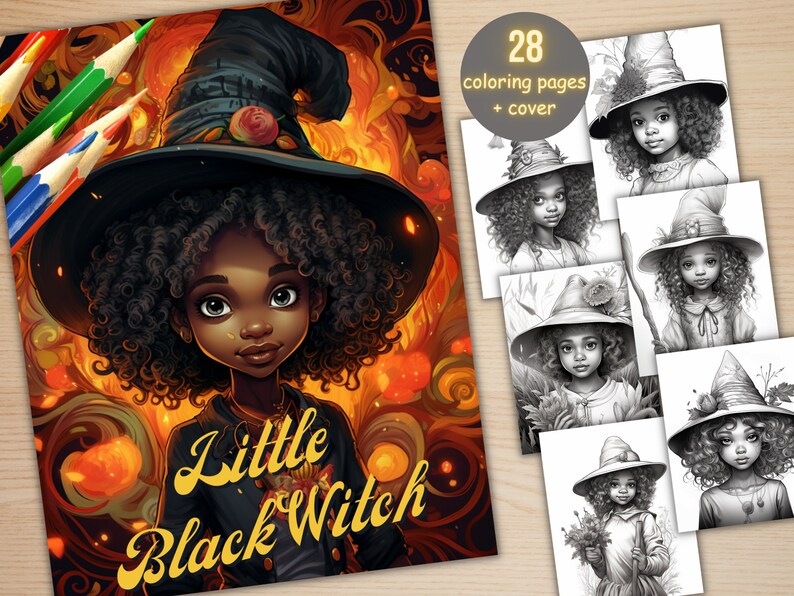 28 Fantasy Little Black Girl Witch Coloring Book Printable - Etsy