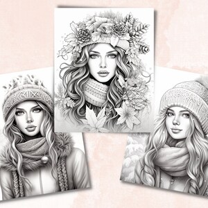 50 Winter Beauties Coloring Book, Printable Snow Woman Coloring Pages ...