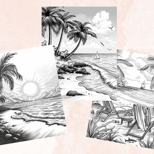 55 Summer Beach Coloring Book, Printable Summer Sea View Coloring Pages ...