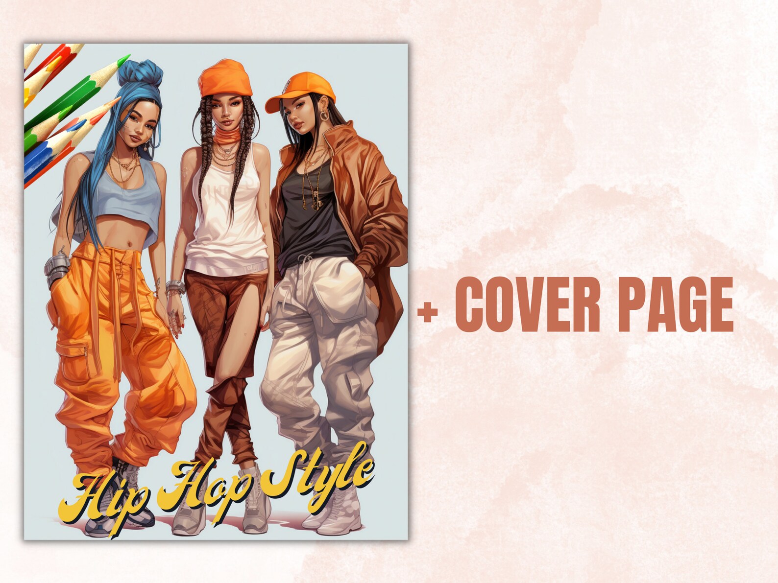 20 Hip Hop Style Girls Coloring Book, Printable PDF, Streetwear Fashion ...