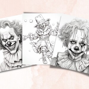 22 Creepy Evil Clowns Coloring Book, Printable PDF, Horror Gothic ...
