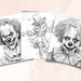 22 Creepy Evil Clowns Coloring Book, Printable PDF, Horror Gothic ...