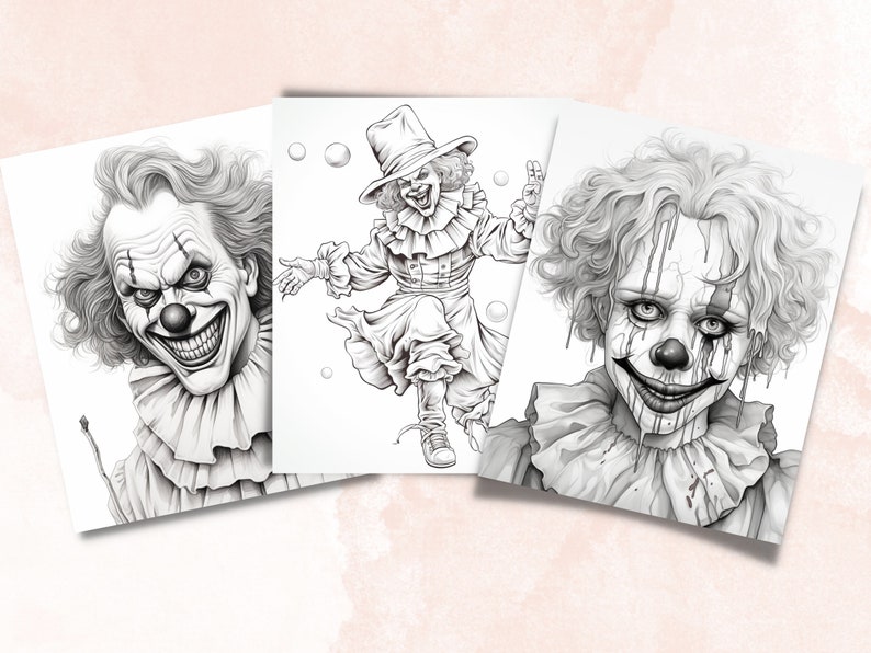 22 Creepy Evil Clowns Coloring Book Printable PDF Horror - Etsy