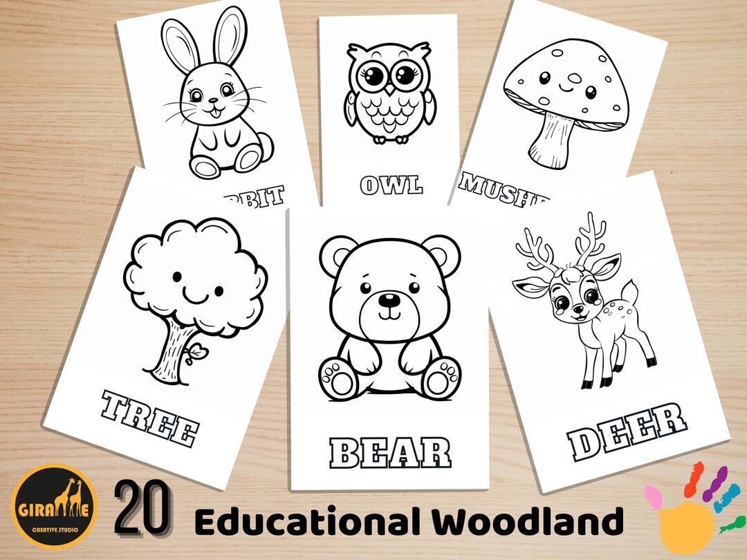 Educational Woodland Animals Coloring Book, Preschool Activity Coloring ...