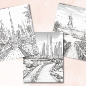 50 Dubai City Coloring Book, Printable PDF, Arabian Cafe Scenes ...