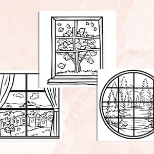 Bold and Easy Coloring Book, Cozy Window Scenes Coloring Pages, Cute ...