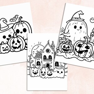 Bold and Easy Coloring Book, Cozy Kawaii Halloween Scenes Coloring ...