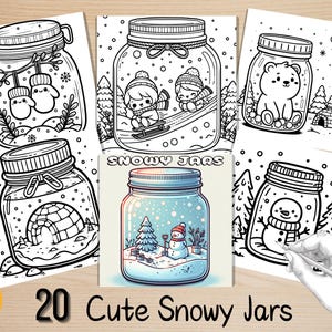 Bold and Easy Coloring Book, Cute Kawaii Snowy Jar Coloring Pages ...