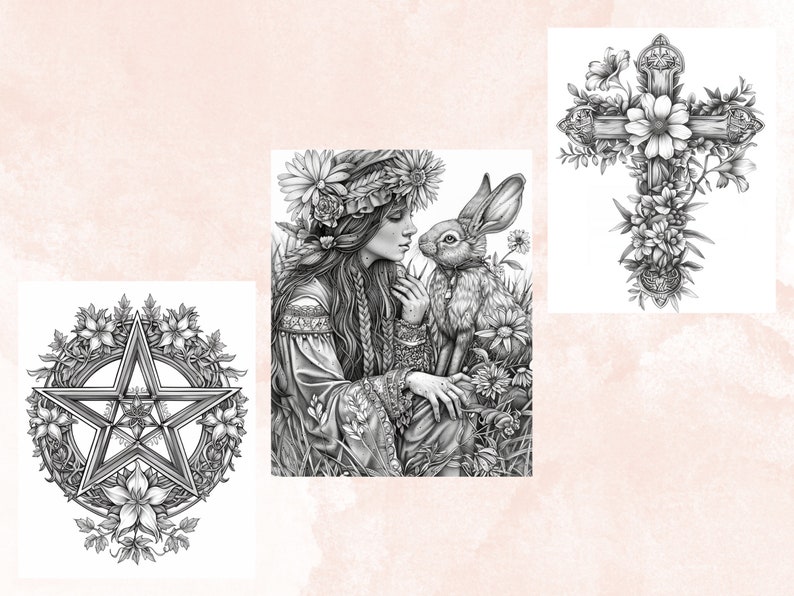 60 Ostara Coloring Book, Printable Pagan Easter Bunny Coloring Pages ...