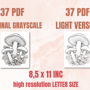 37 Blooming Mushrooms Coloring Book, Printable PDF, Fantasy Floral ...