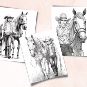 34 Western Cowgirls Coloring Book, Printable Wild West Cowgirl Coloring ...