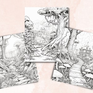 32 Enchanted Forest Coloring Book, Printable Magical Forest Coloring ...