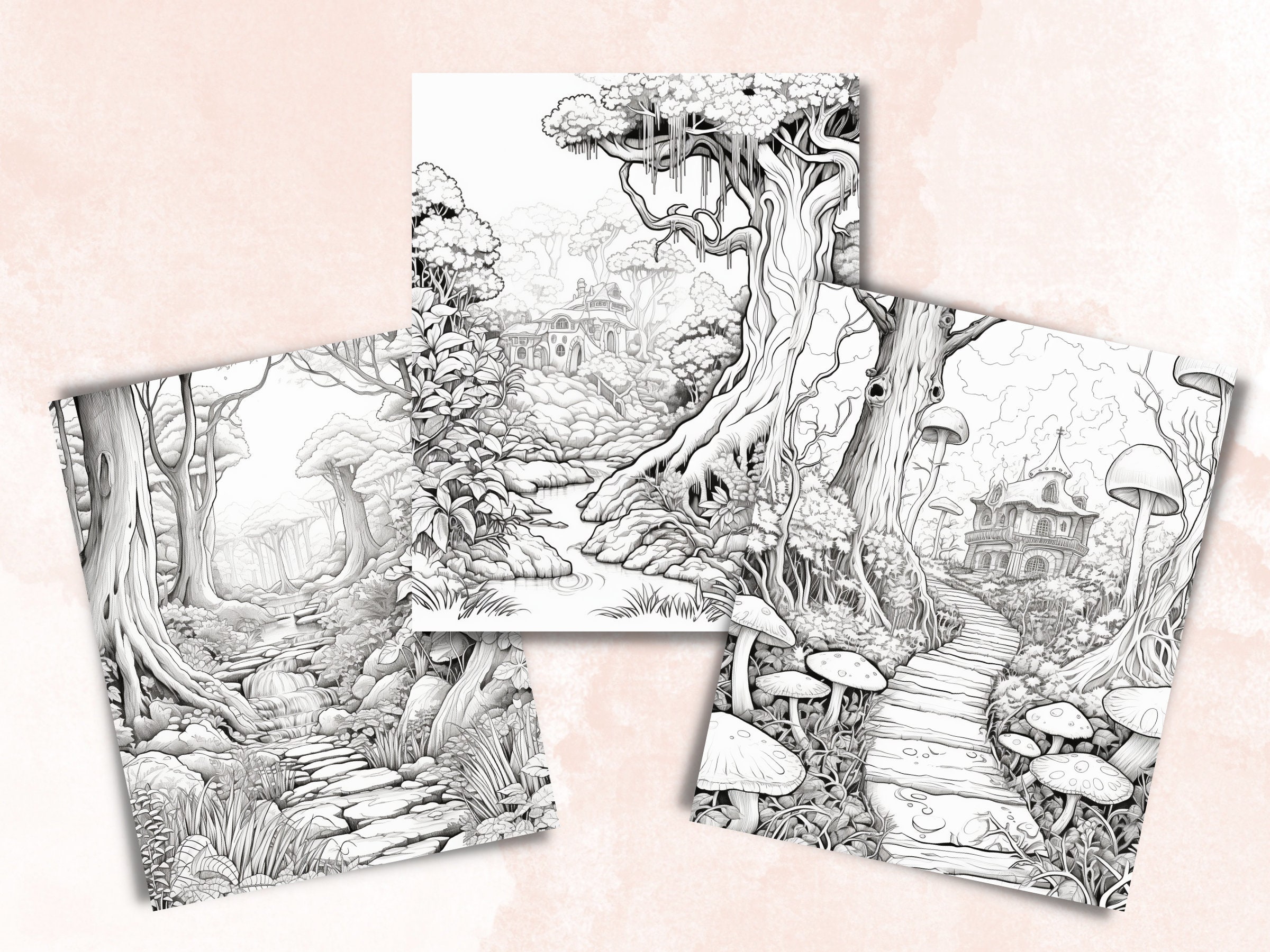 32 Enchanted Forest Coloring Book Printable Magical Forest - Etsy
