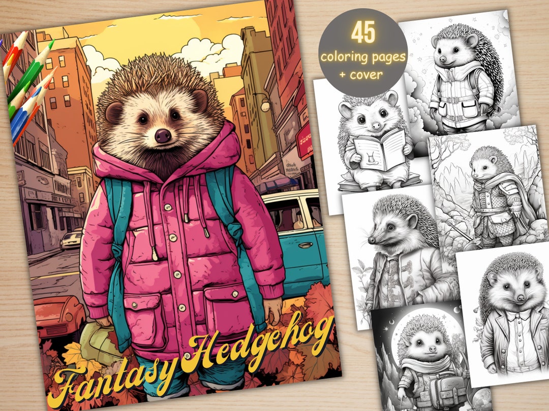 45 Fantasy Hedgehog Coloring Book, Printable Secret Life of Hedgehog ...