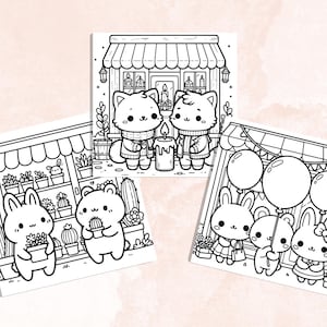 Bold and Easy Coloring Book, Cute Little Shop Coloring Pages, Kawaii ...