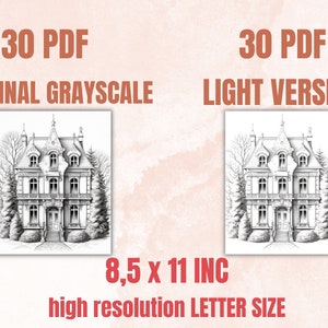 30 Christmas Houses Coloring Book, Printable Fantasy Xmas Cottage ...