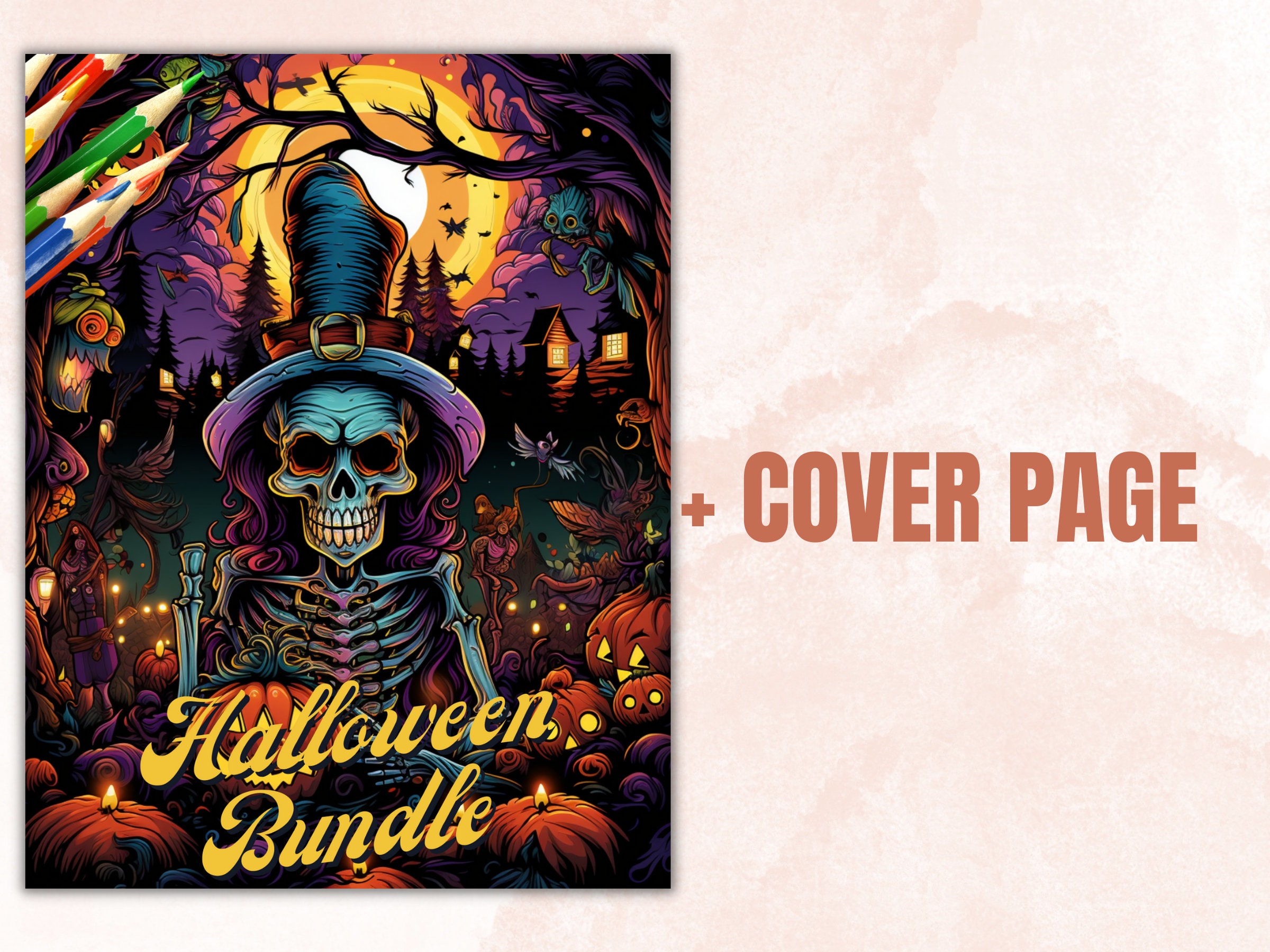 80 Halloween Big Bundle Coloring Book, Printable Gothic Creepy Pumpkin ...