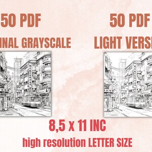 50 Tokyo City Coloring Book, Printable PDF, Japan Cafe Scenes Coloring ...