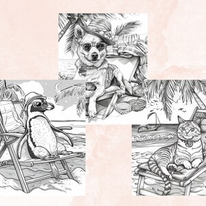 100 Summer Animals Coloring Book, Printable Cute Summer Beach Animal ...