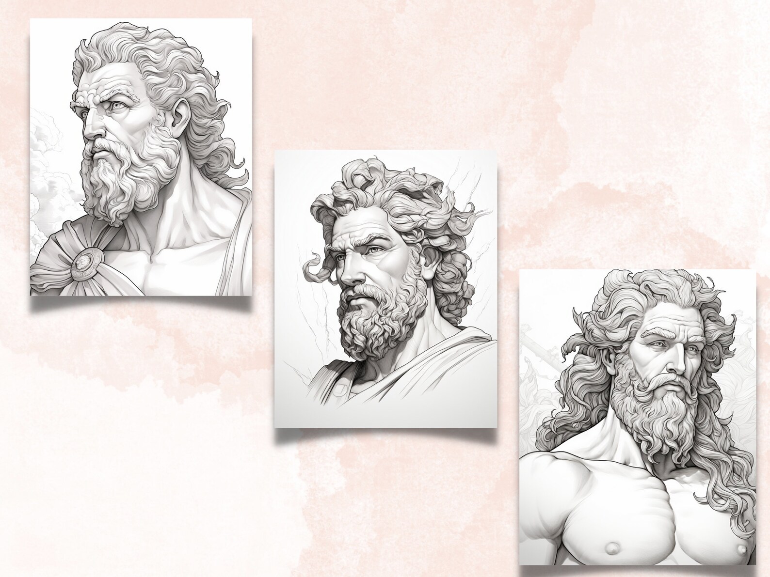 32 Ancient Greek Mythology Design Coloring Book, Printable PDF, Gods ...
