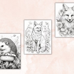 31 Floral Woodland Animals Coloring Book, Printable Forest Animals ...