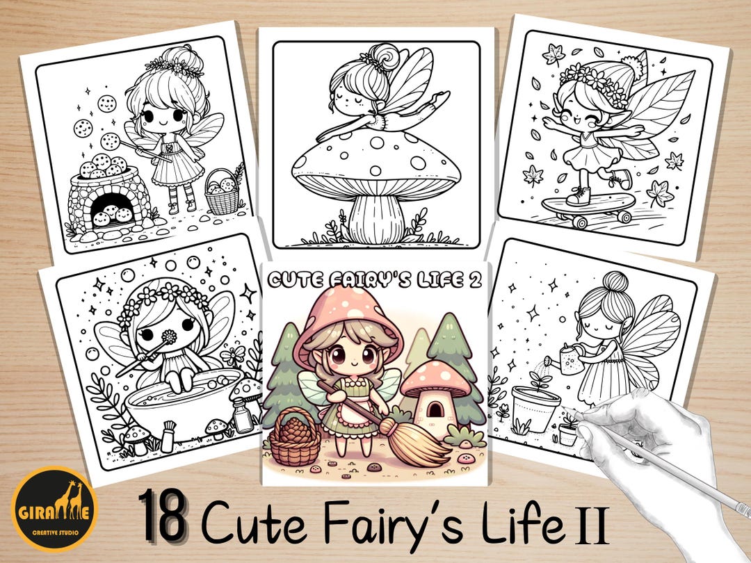 Cute Fairy Life Coloring Pages, Bold and Easy Coloring Book, Kawaii ...