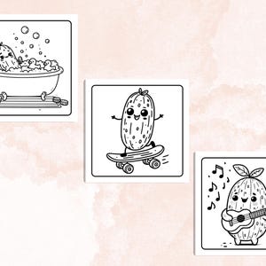 Bold and Easy Coloring Book, Cute Cozy Pickle Coloring Pages, Kawaii ...
