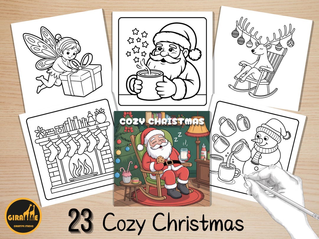 Cozy Christmas Coloring Book, Cute Comfy Christmas Holiday Coloring ...