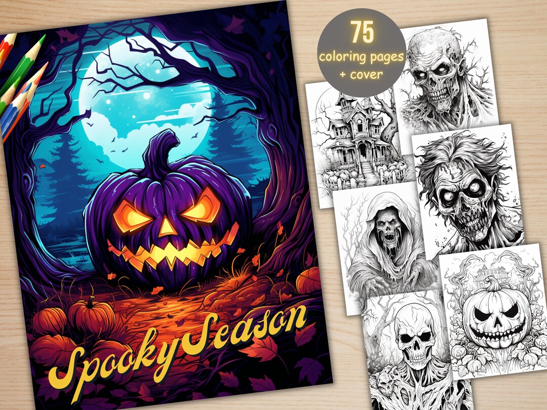 75 Spooky Season Bundle Coloring Book, Printable Horror Creepy Pumpkin ...