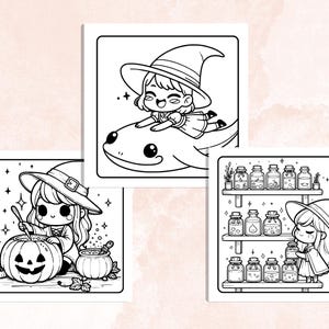 Cute Witch's Life Coloring Pages, Bold and Easy Coloring Book, Comfy ...