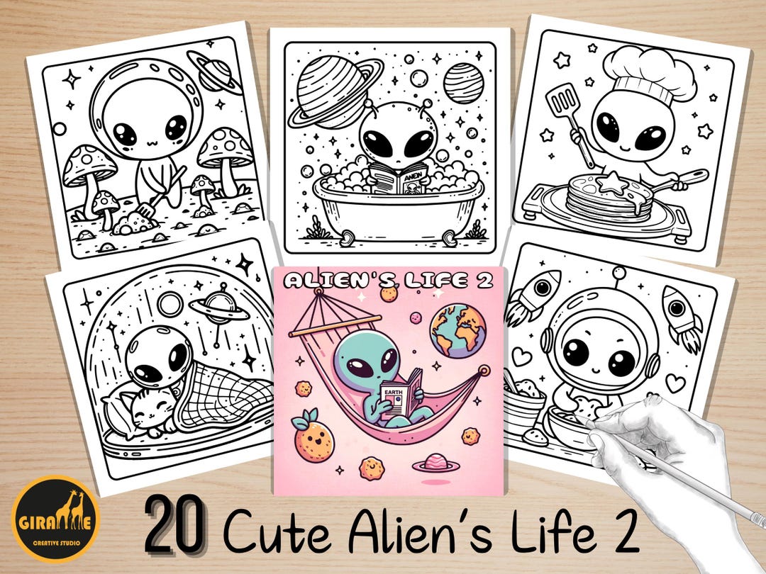 Bold and Easy Coloring Book, Cute Aliens Coloring Pages, Cozy Comfy ...