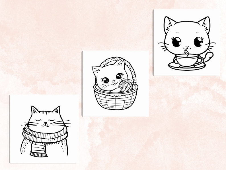Bold and Easy Coloring Book, Cute Cat Life Coloring Pages, Cozy Animals ...