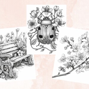 90 Spring Bundle Coloring Book, Printable Botanical Garden Scenes ...