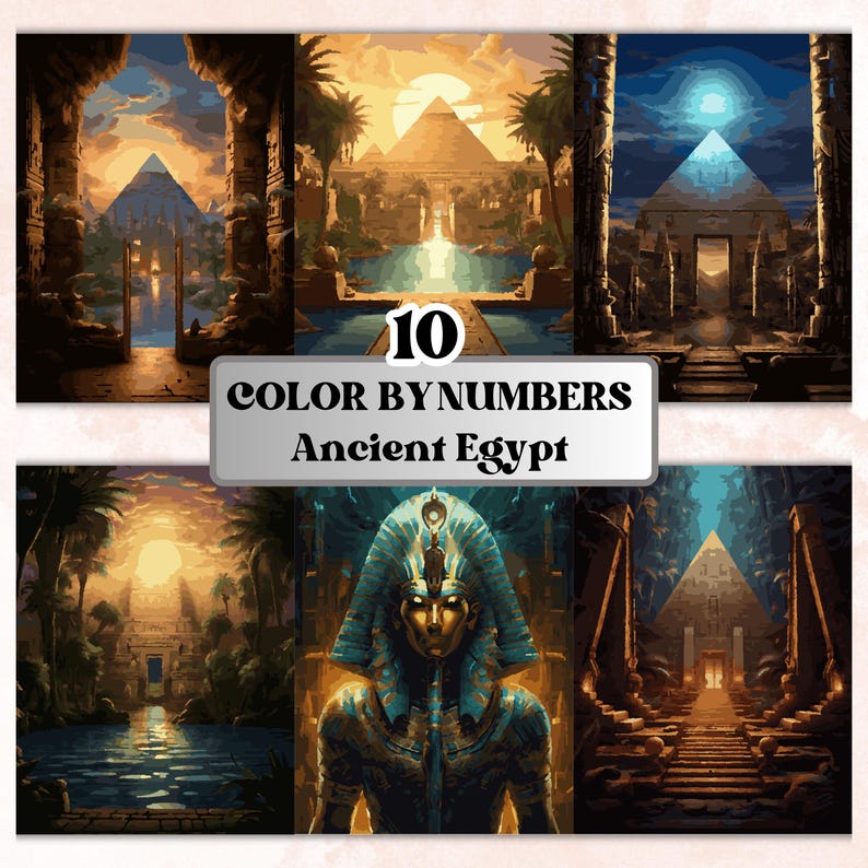 Ancient Egypt Color by Number Pages – Egyptian Printable & Procreate ...